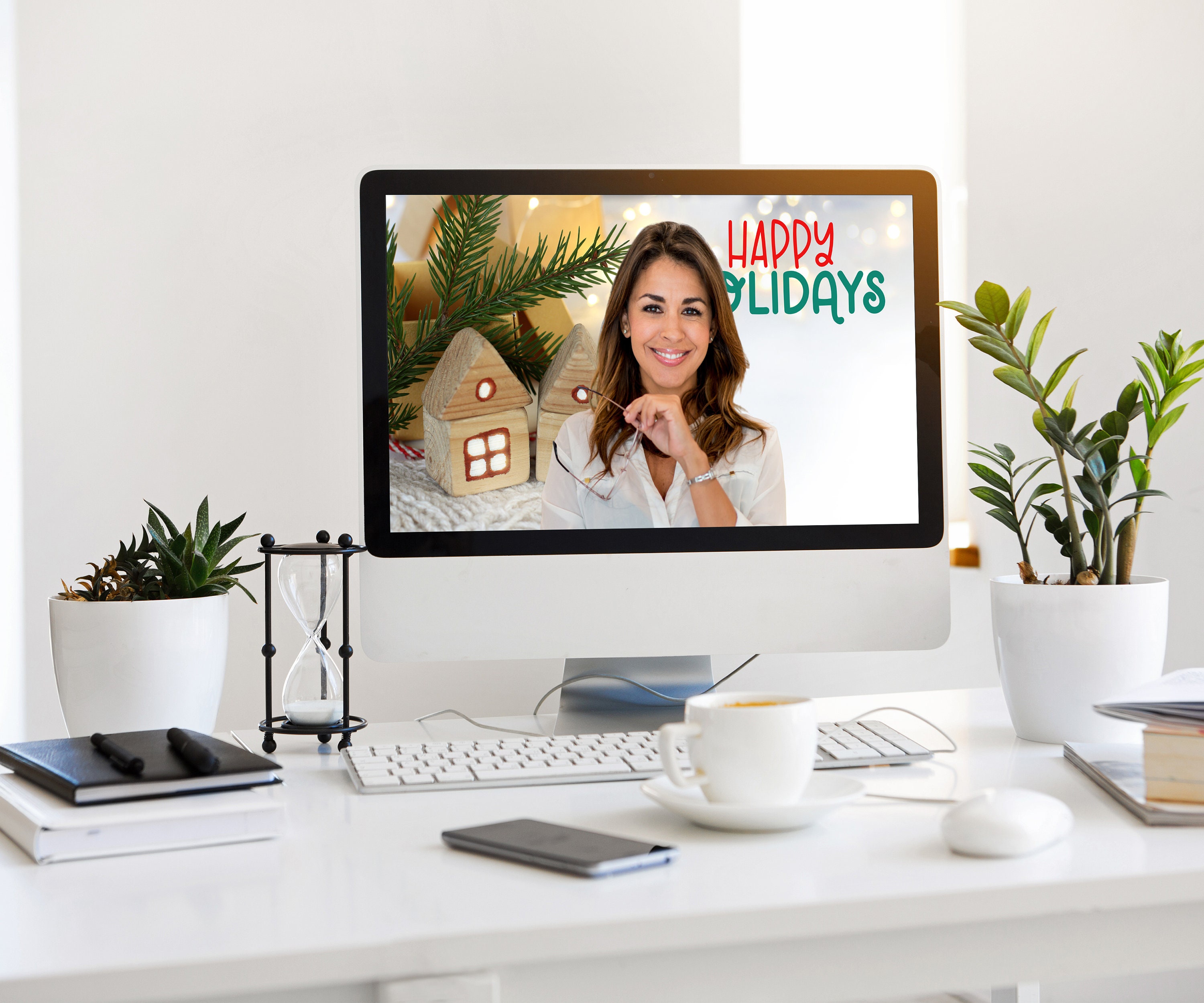Happy Holidays Zoom Background Home Office, Christmas Virtual ...