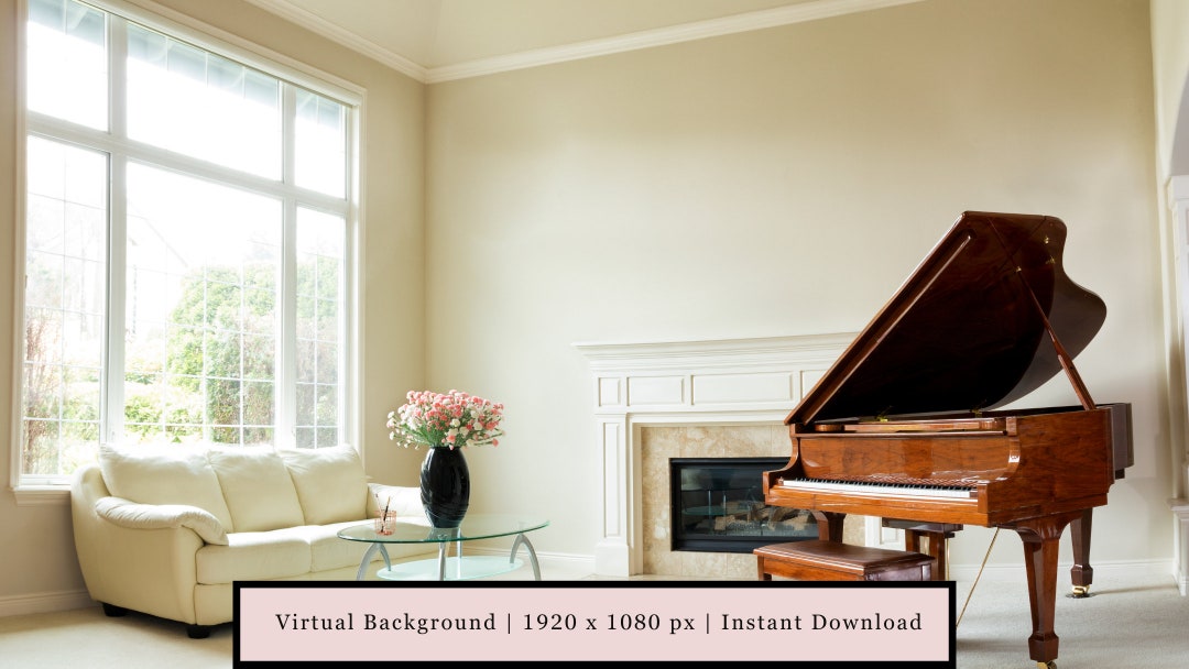 Realistic Home Zoom Background, Piano Zoom Meeting Virtual Background ...