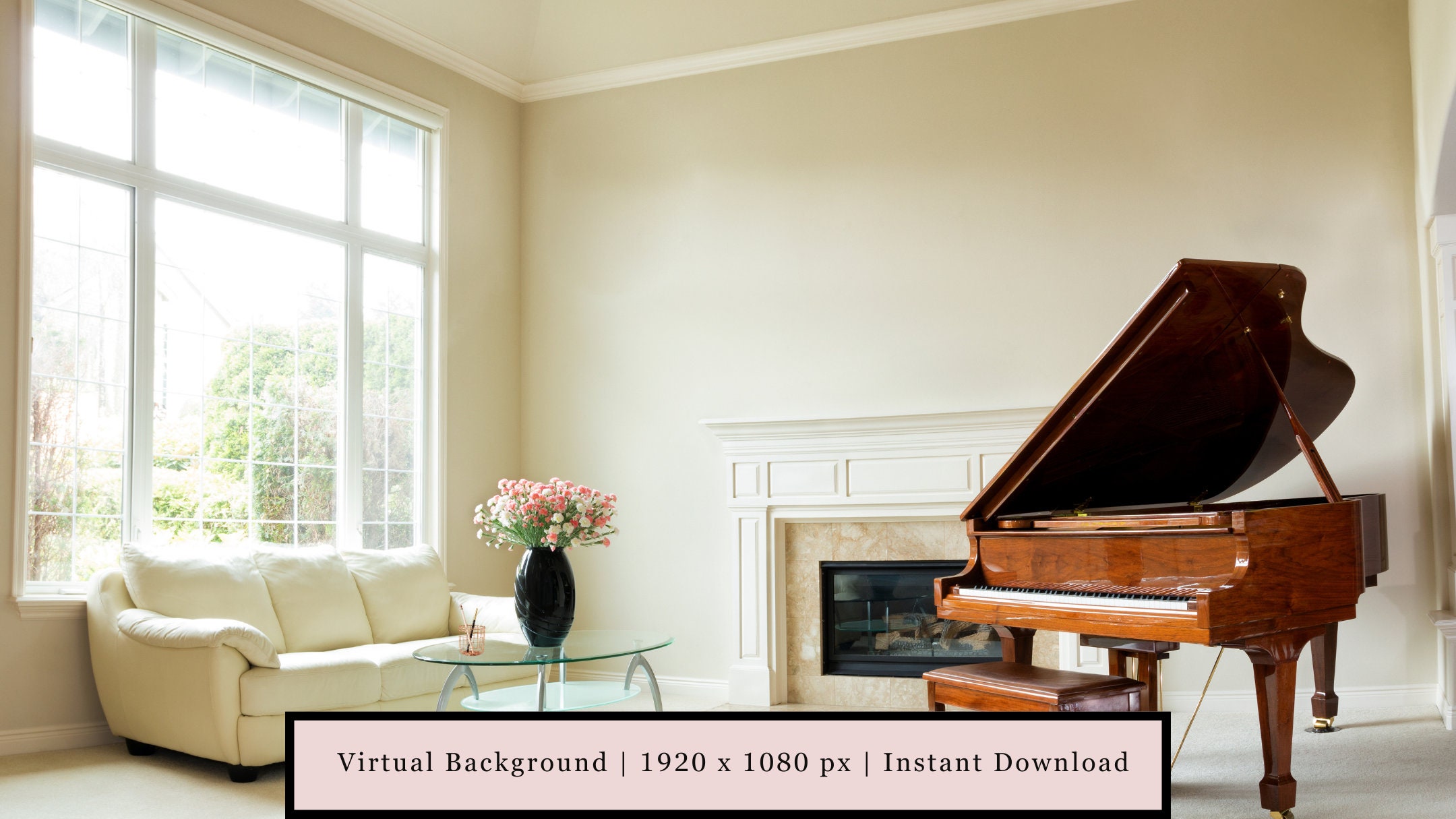 Realistic Home Zoom Background, Piano Zoom Meeting Virtual Background ...
