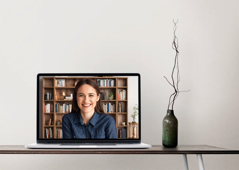 Zoom Backgrounds Bookcase, MS Teams Bookshelf Backdrop, Library Shelves ...