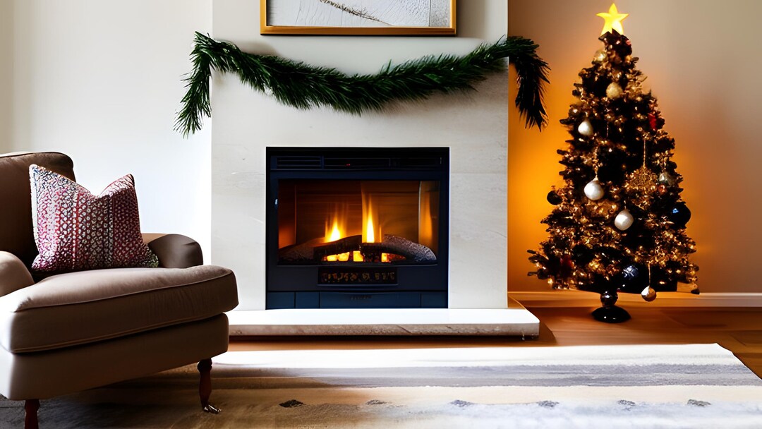 Christmas Virtual Backdrop, Zoom Background Home Office, Digital Xmas ...