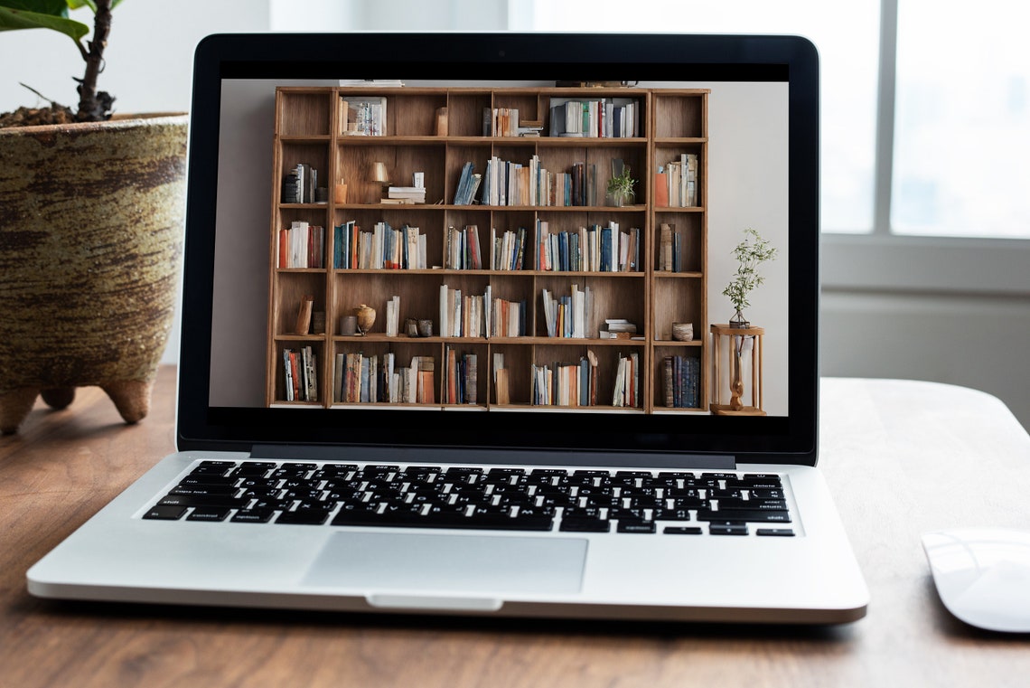 Zoom Backgrounds Bookcase, MS Teams Bookshelf Backdrop, Library Shelves ...