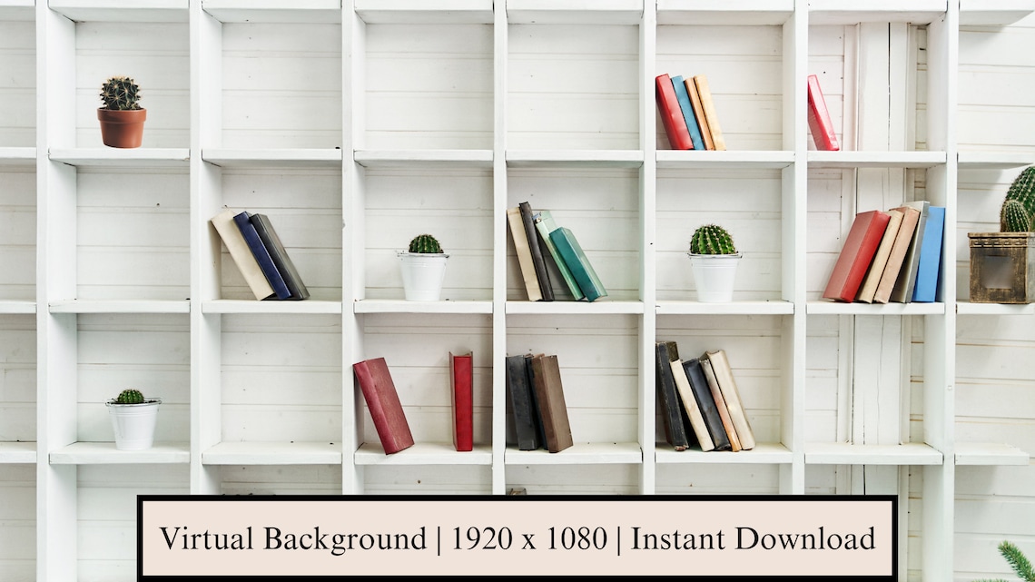 Virtual Zoom Background Bookcase, MS Teams Digital Download Virtual ...