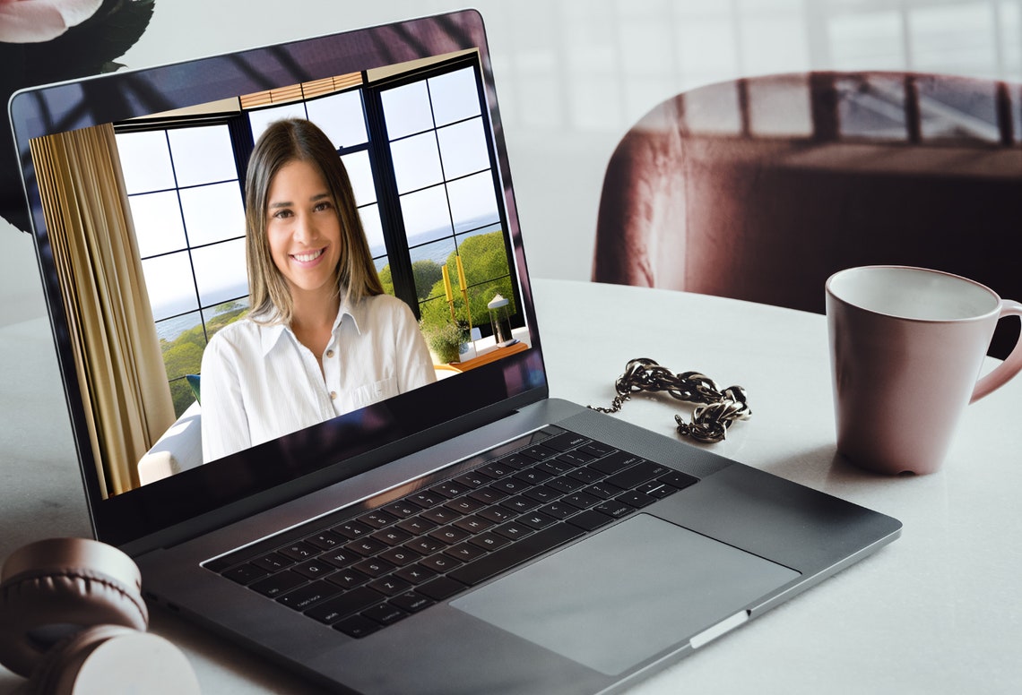 Bright Ocean Windows Zoom Background, Zoom Call Backdrop, Digital ...