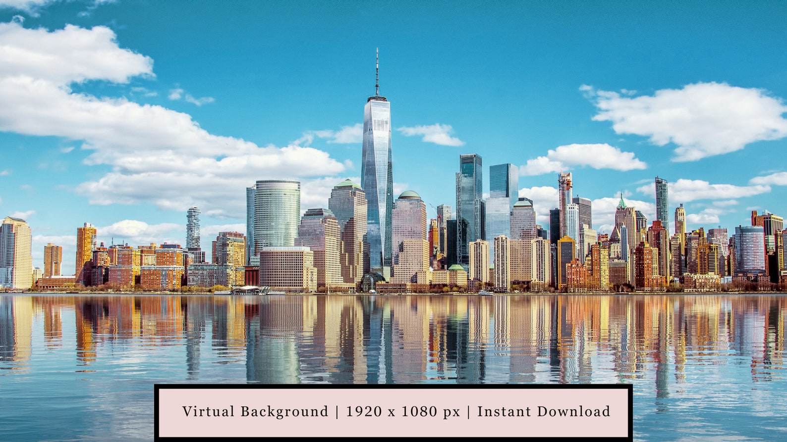 City Skyline Digital Zoom Background, Clean Bright Home Office Backdrop ...