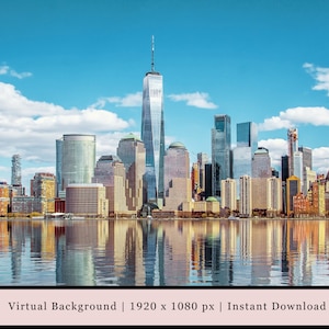City Skyline Digital Zoom Background, Clean Bright Home Office Backdrop ...