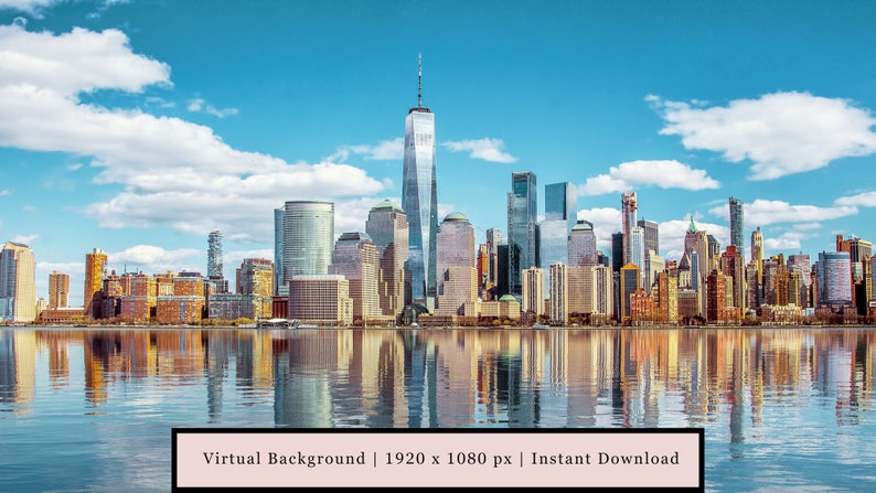 City Skyline Digital Zoom Background, Clean Bright Home Office Backdrop ...