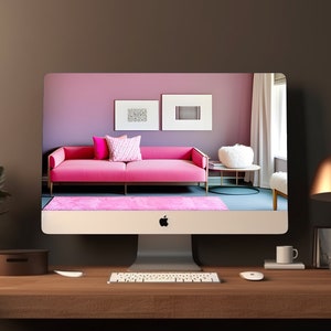 Home Office Virtual Background Pink, Zoom Meeting Backdrop, Vibrant ...