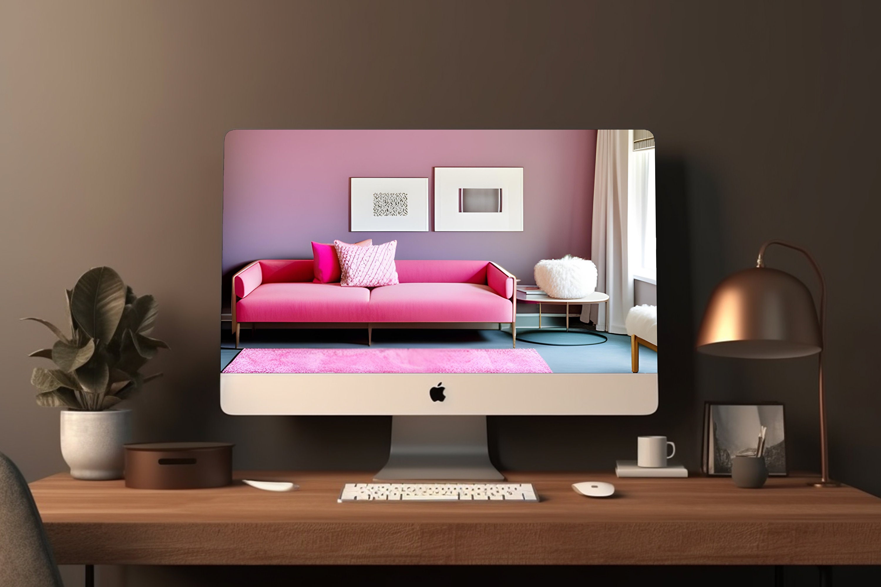 Home Office Virtual Background Pink, Zoom Meeting Backdrop, Vibrant ...