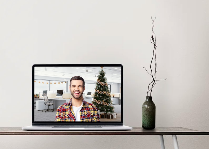 Realistic Office Christmas Zoom Background, Zoom Christmas Virtual ...