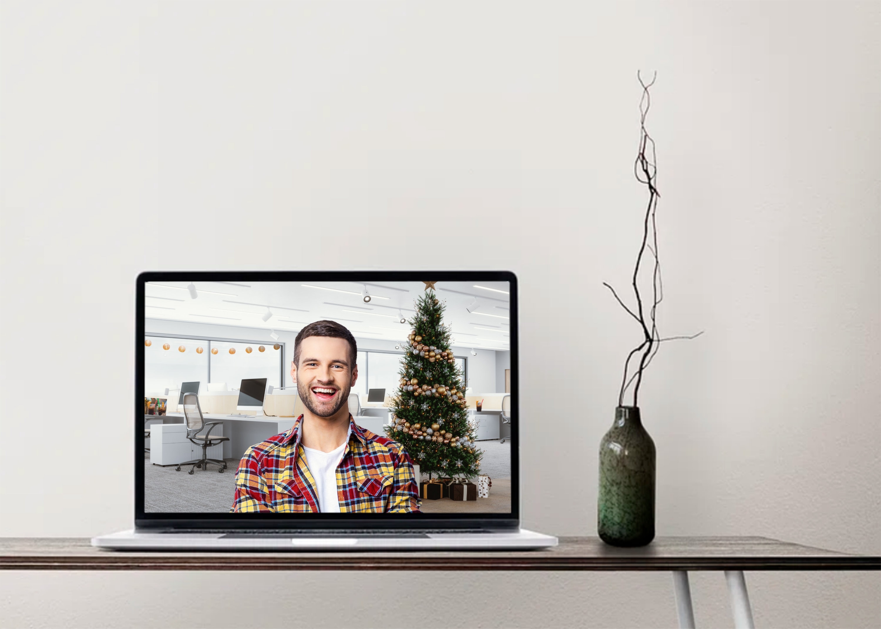Realistic Office Christmas Zoom Background, Zoom Christmas Virtual ...