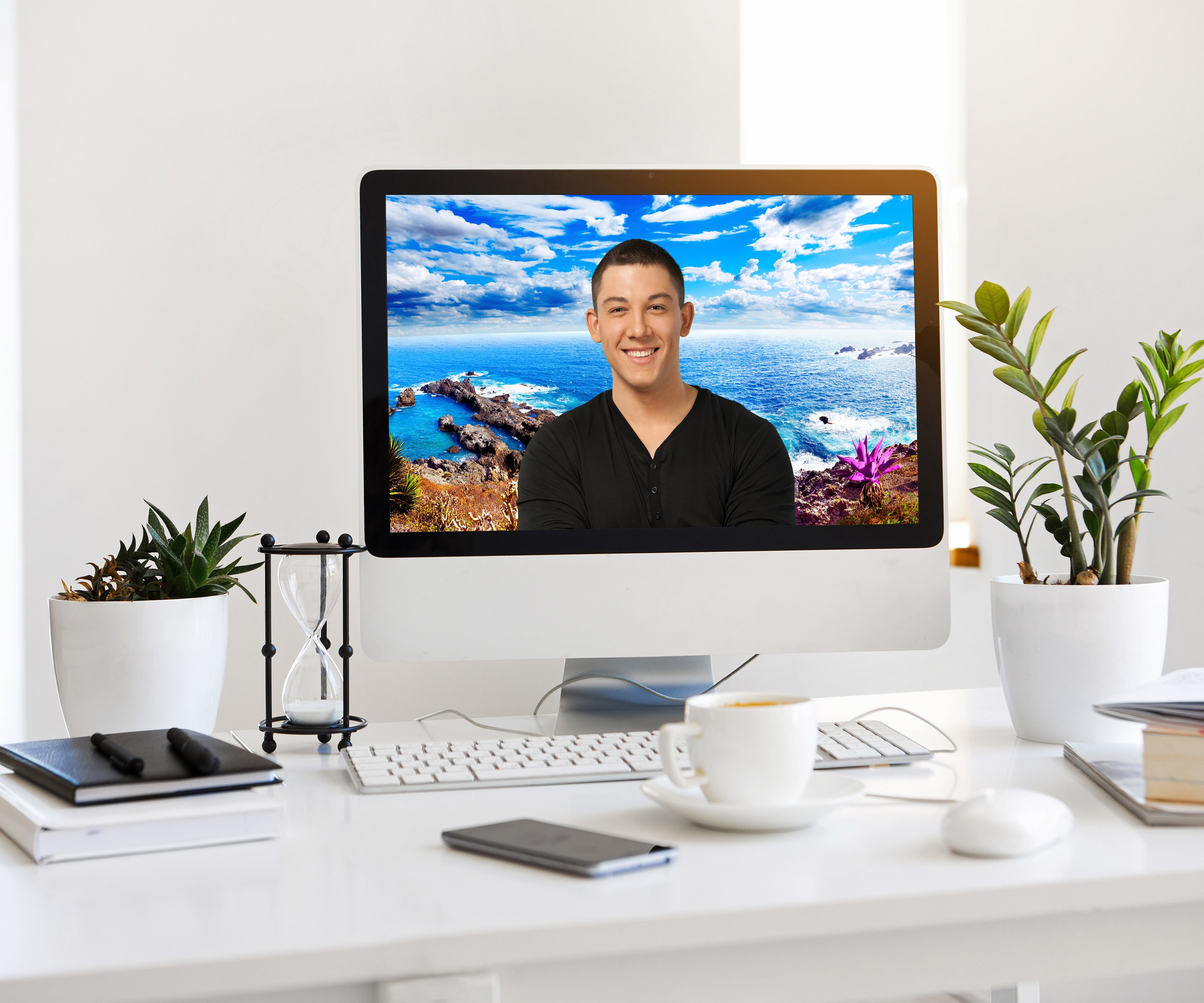 Beach Zoom Background Instant Download, Bright Sky Microsoft Teams ...