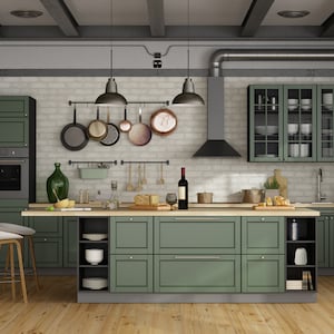 Chic Kitchen Digital Zoom Background, Realistic Virtual Background ...
