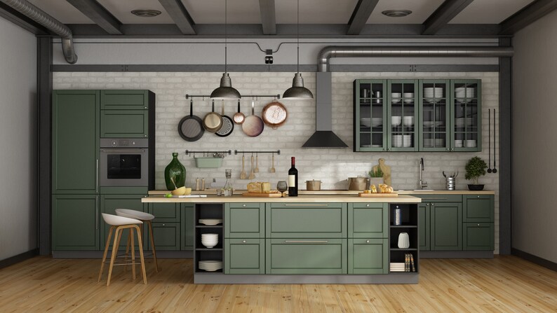 Chic Kitchen Digital Zoom Background, Realistic Virtual Background ...