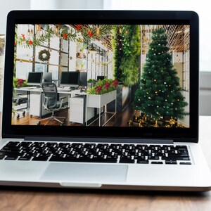 Christmas Tree Office Zoom Background, Happy Holidays Virtual ...