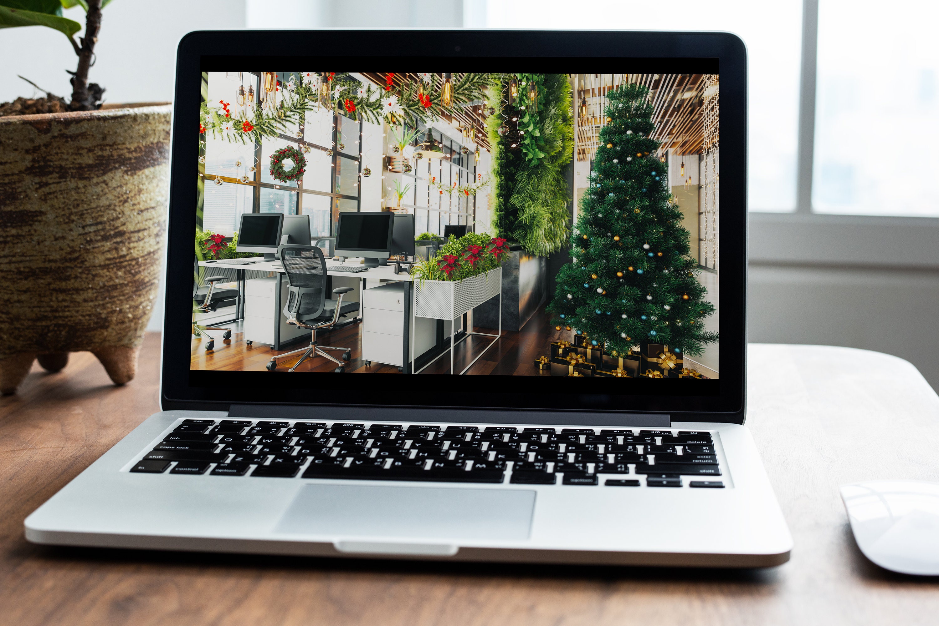 Christmas Tree Office Zoom Background, Happy Holidays Virtual ...