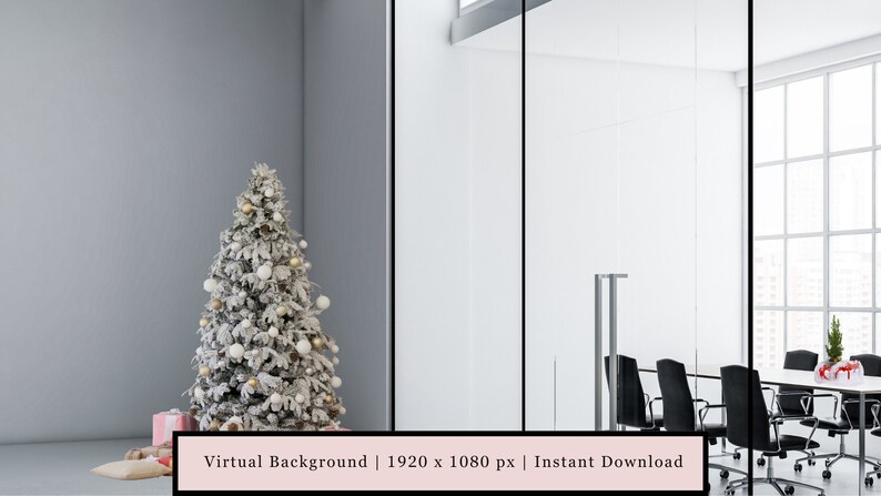 Bright Christmas Zoom Office Background, Professional Home Office Xmas ...
