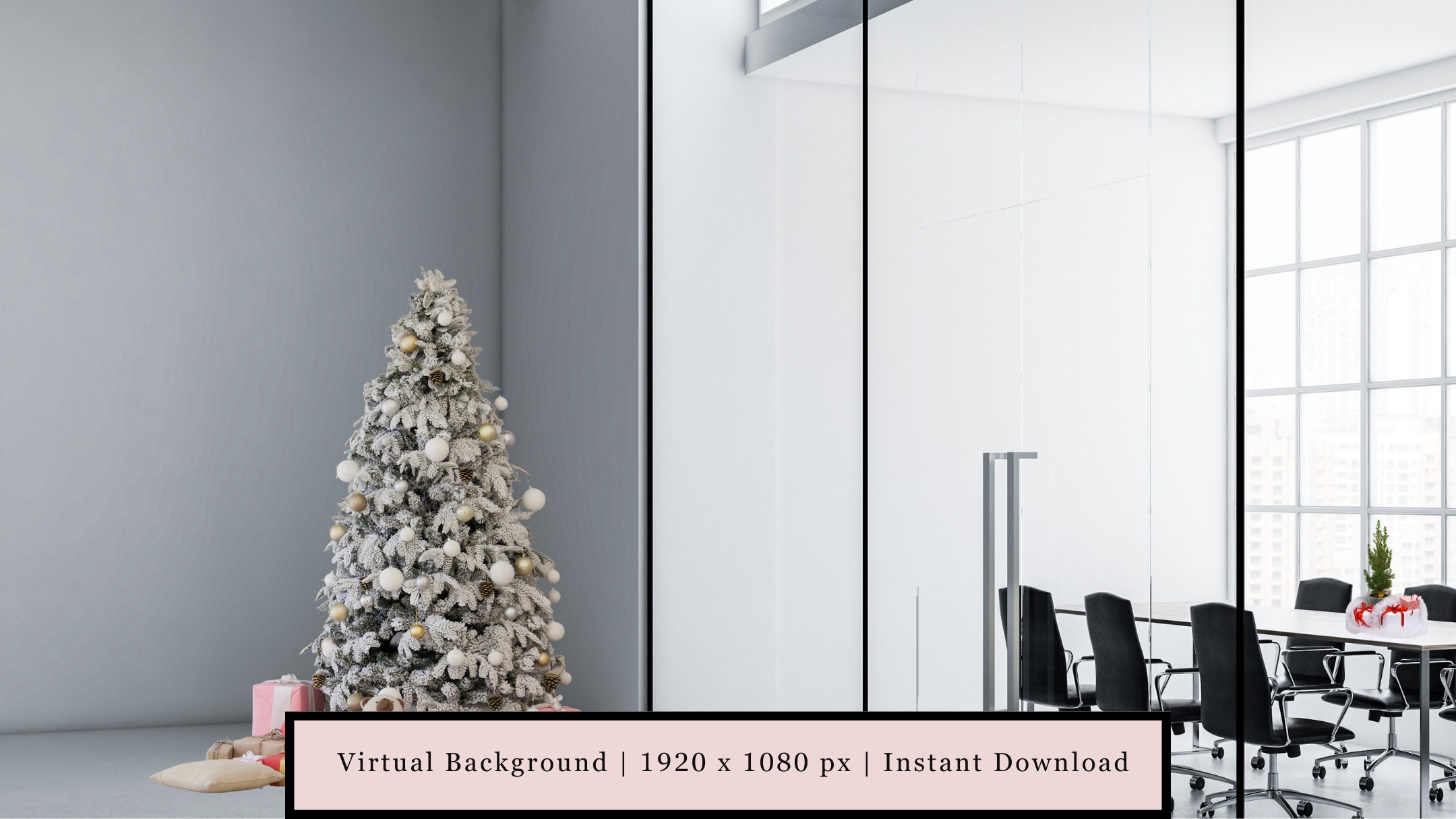 Bright Christmas Zoom Office Background, Professional Home Office Xmas ...