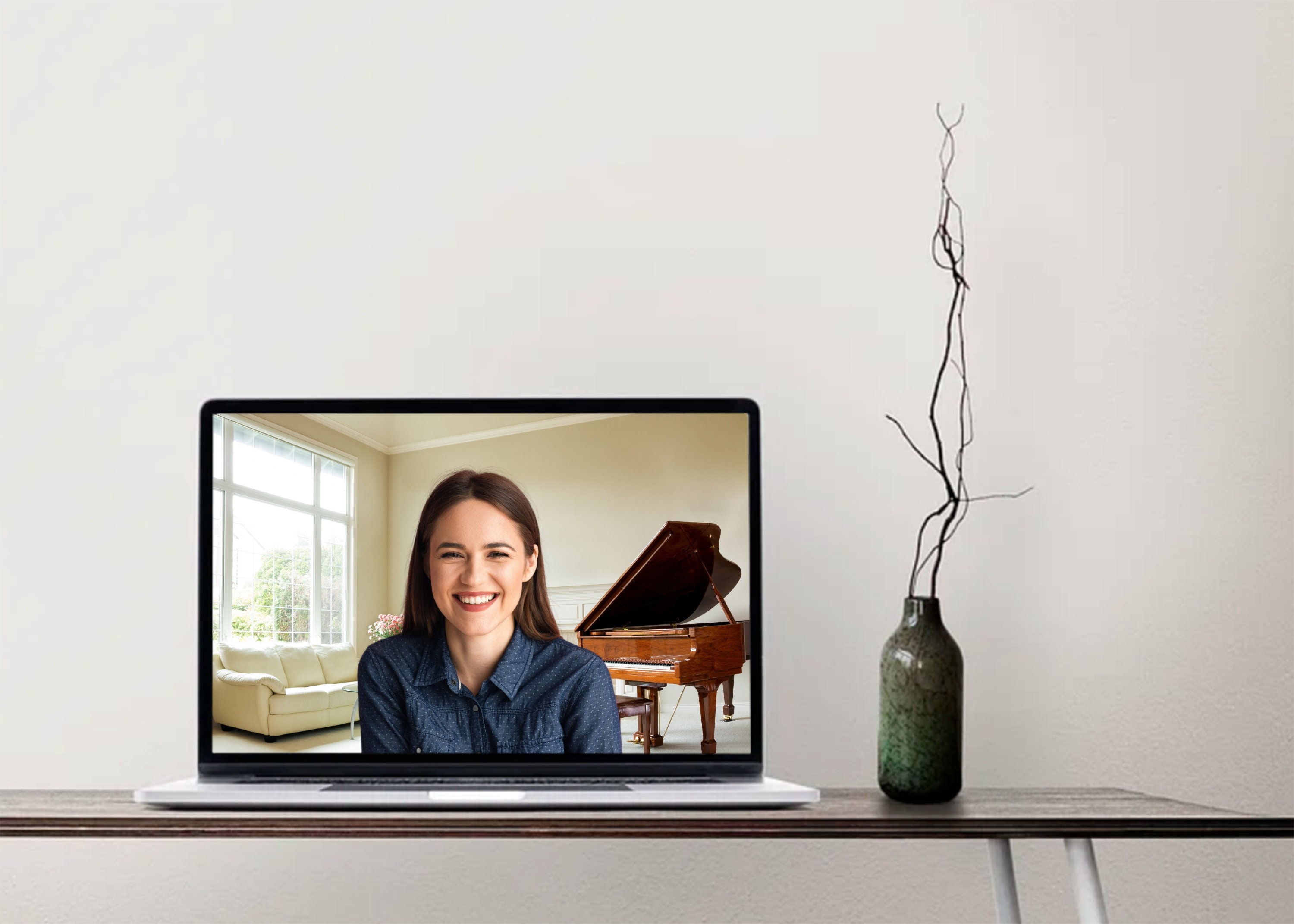 Realistic Home Zoom Background, Piano Zoom Meeting Virtual Background ...