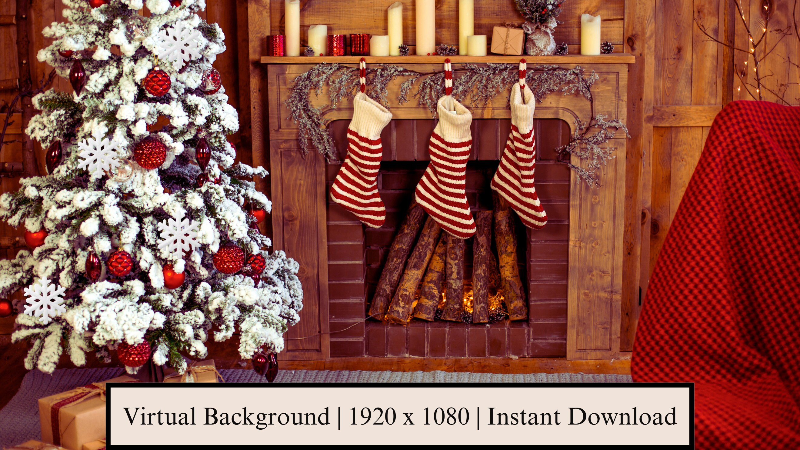 Christmas Digital Zoom Background, Virtual Xmas Holiday Party Backdrop ...