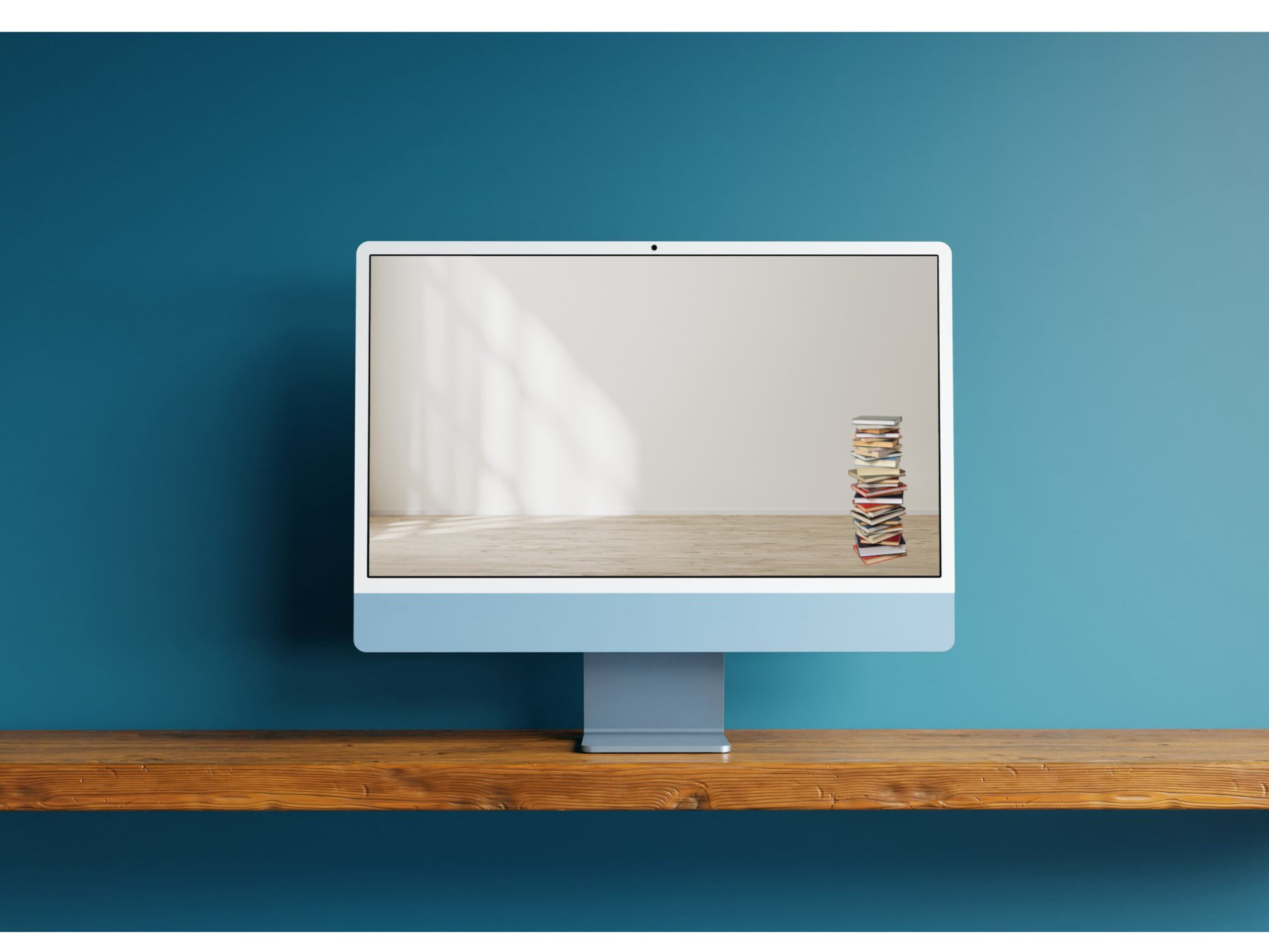 Remote Working Virtual Zoom Background, MS Teams Digital Download Books ...