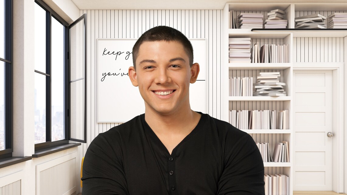 Motivating Home Office Zoom Background, Positive Quote Shelf Backdrop ...