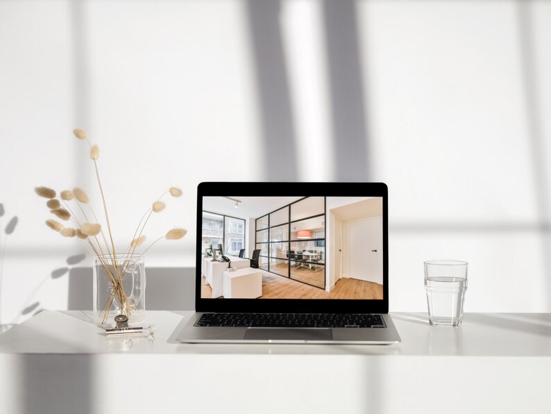 Virtual Zoom Background Modern Office, Microsoft Teams Digital Backdrop ...