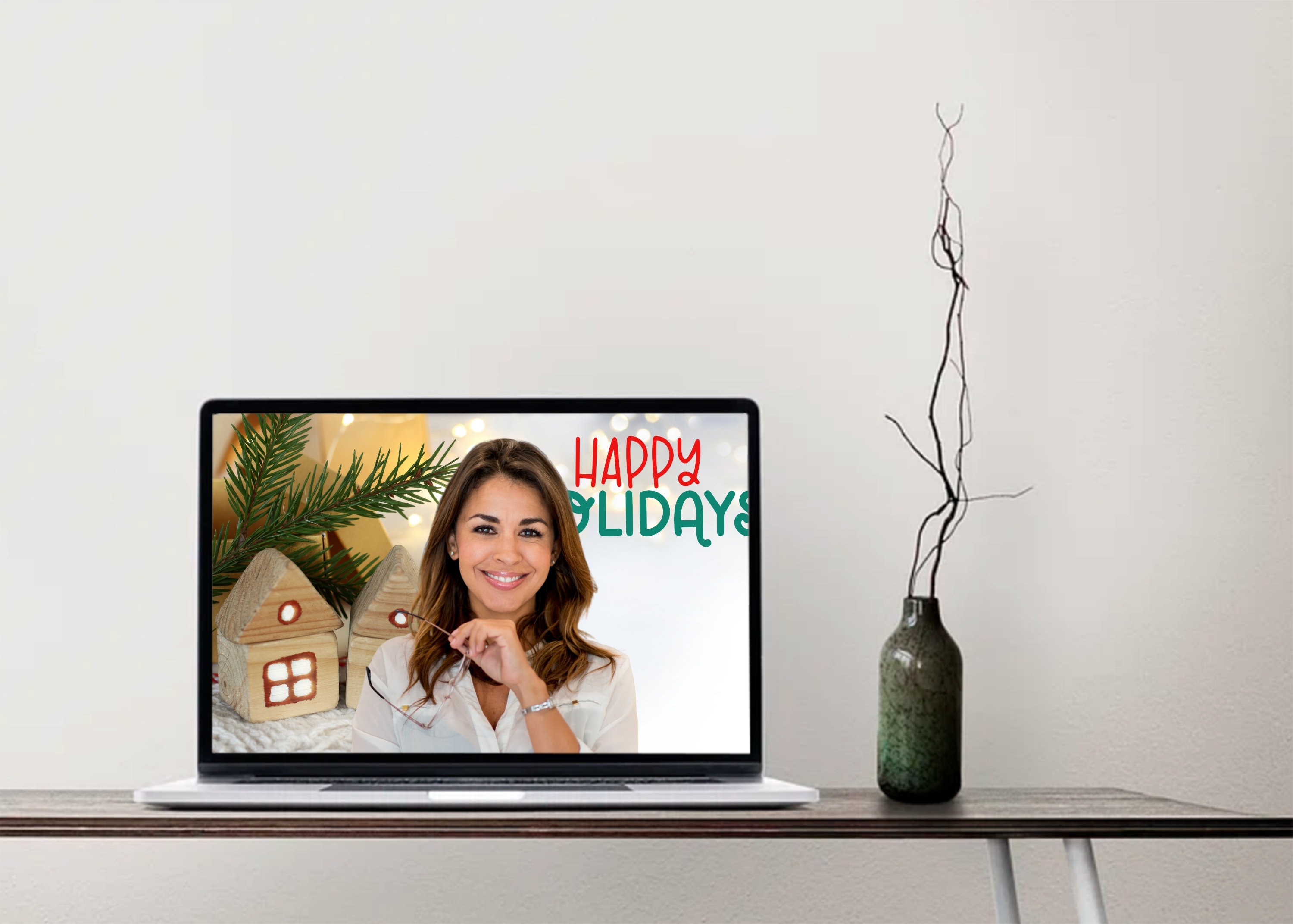 Happy Holidays Zoom Background Home Office, Christmas Virtual ...