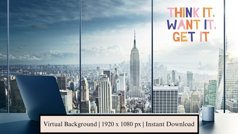 Motivational Zoom Background, Professional Skyline Office Backdrop ...