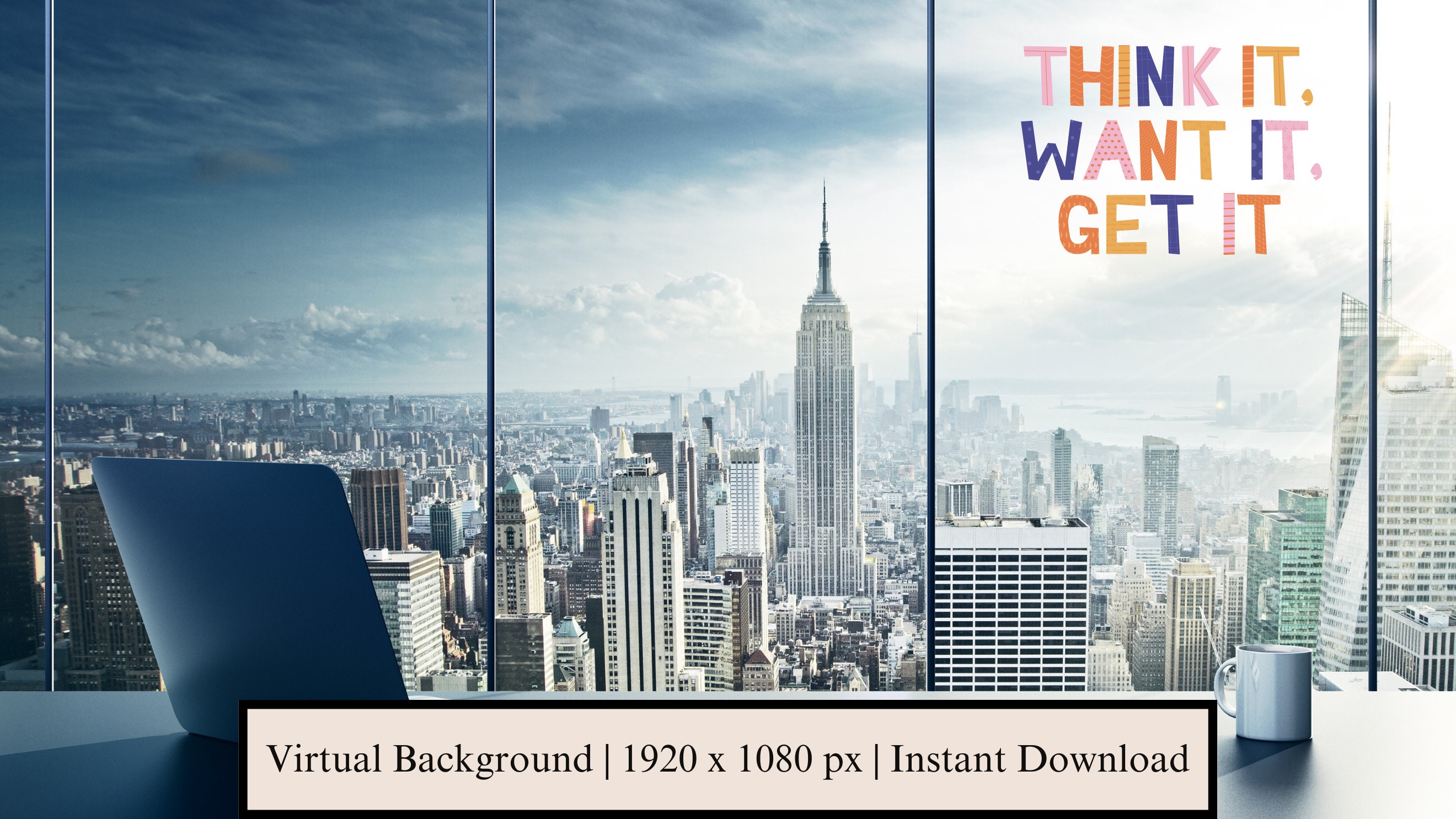 Motivational Zoom Background, Professional Skyline Office Backdrop ...