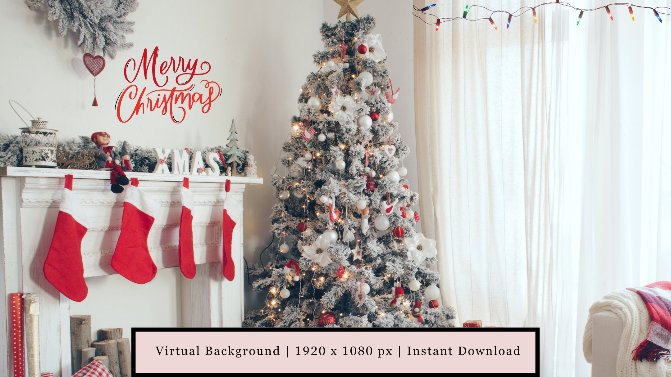 Home Office Christmas Zoom Background, Holiday Virtual Background, Zoom ...