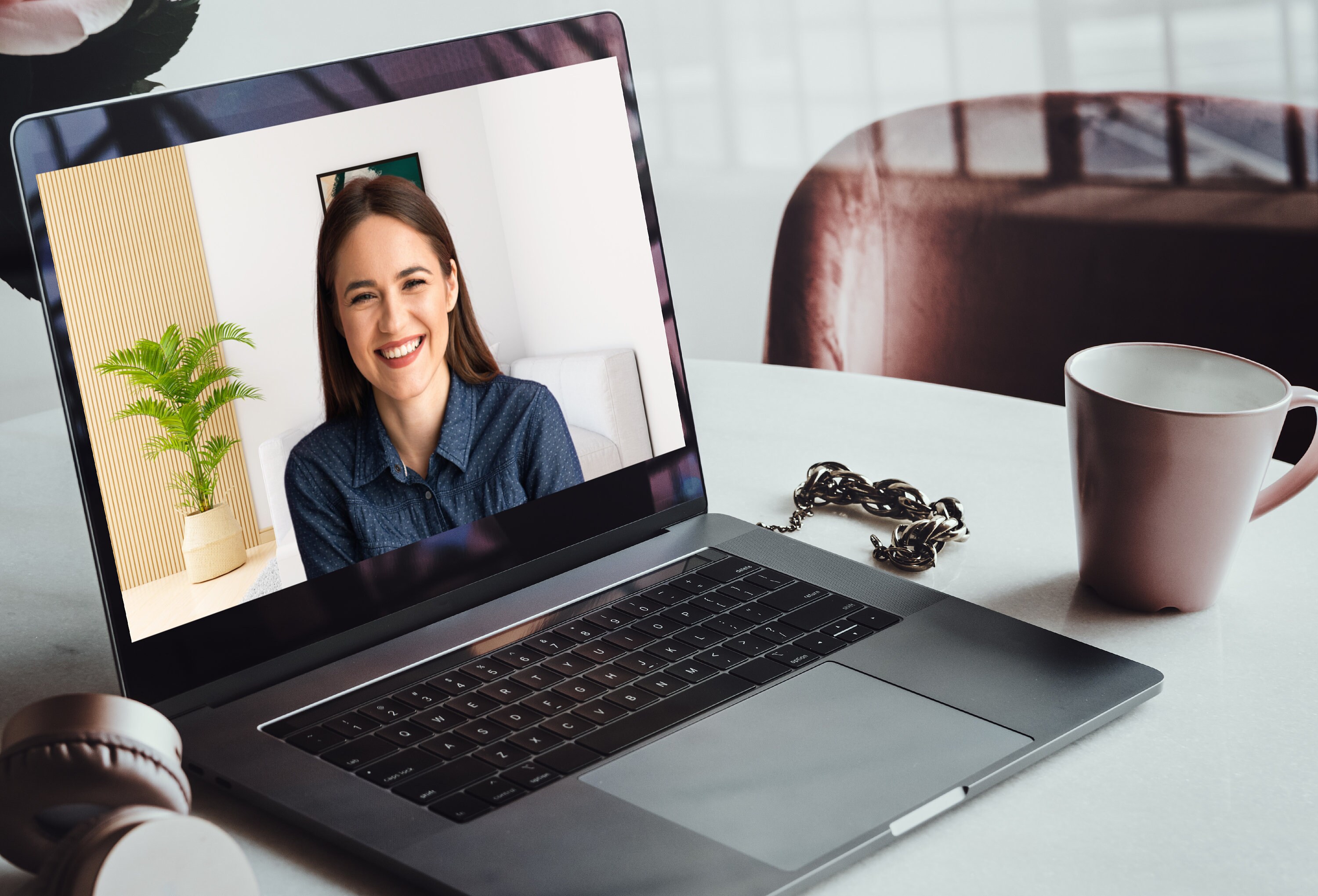 Professional Zoom Background With Bright Painting, Home Office Zoom ...