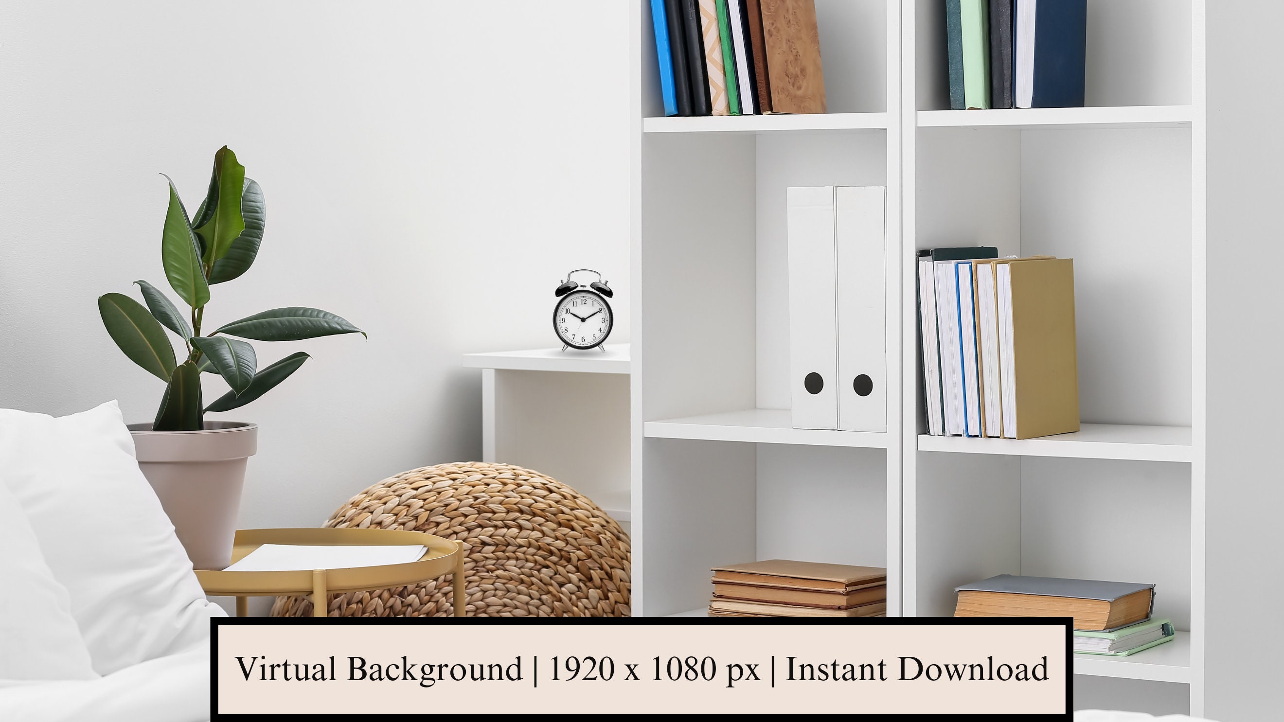 White Bookshelf Zoom Background, Zoom Meeting Virtual Background, Zoom ...