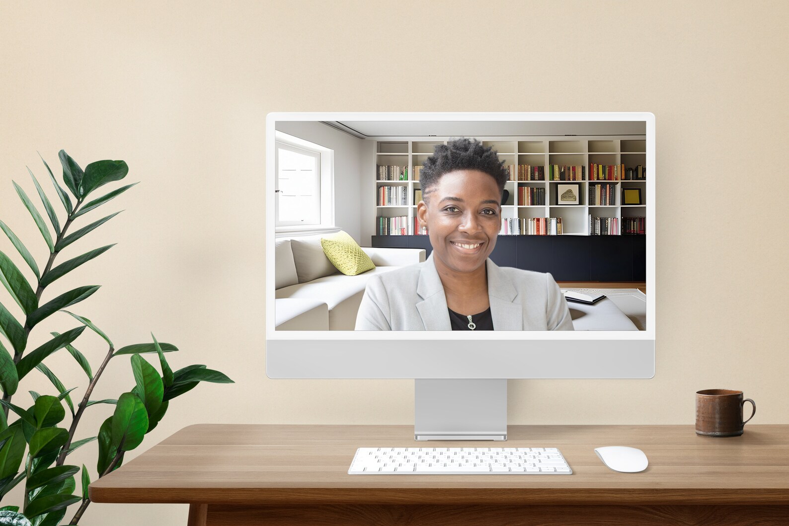 Home Zoom Background With Bookshelf, Work From Home Virtual Background ...