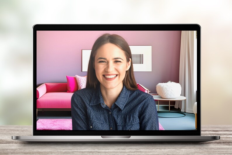 Home Office Virtual Background Pink, Zoom Meeting Backdrop, Vibrant ...