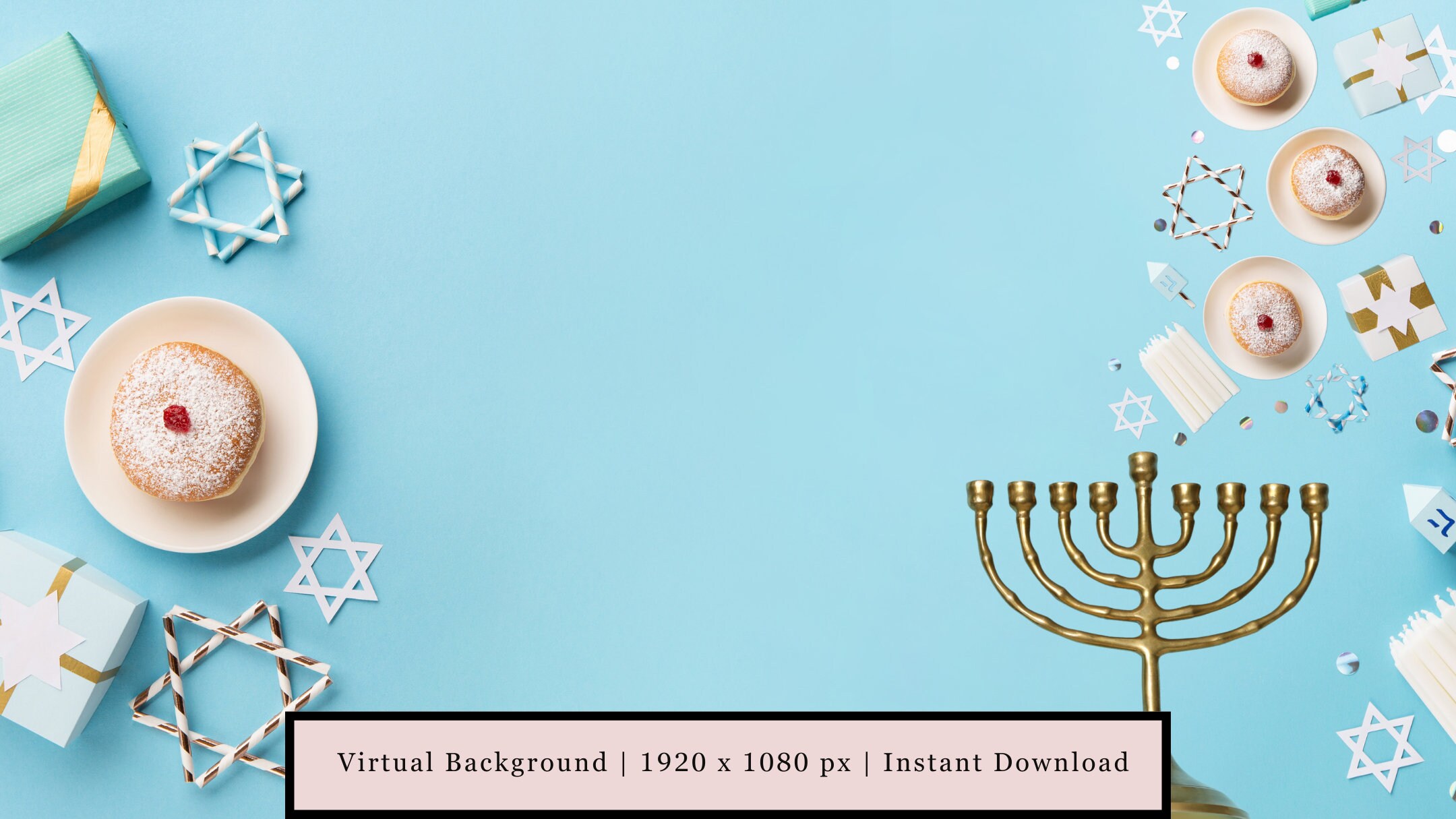 Happy Hannukah Zoom Background, Jewish Holiday Backdrop for Zoom ...