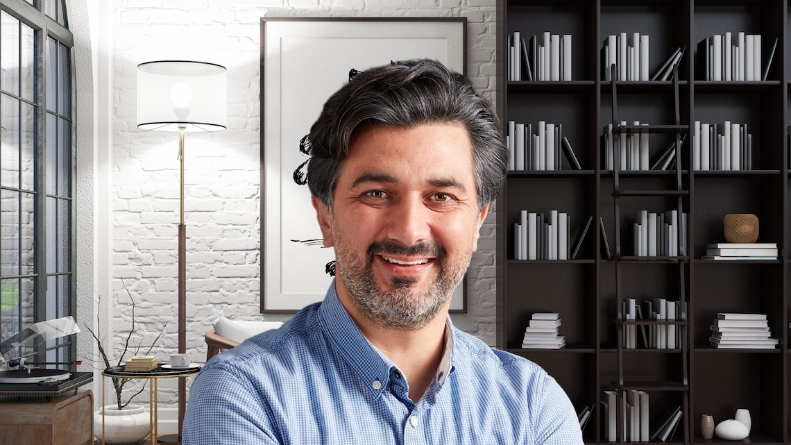 Realistic Home Office Virtual Background With Painting, Minimalist Zoom ...