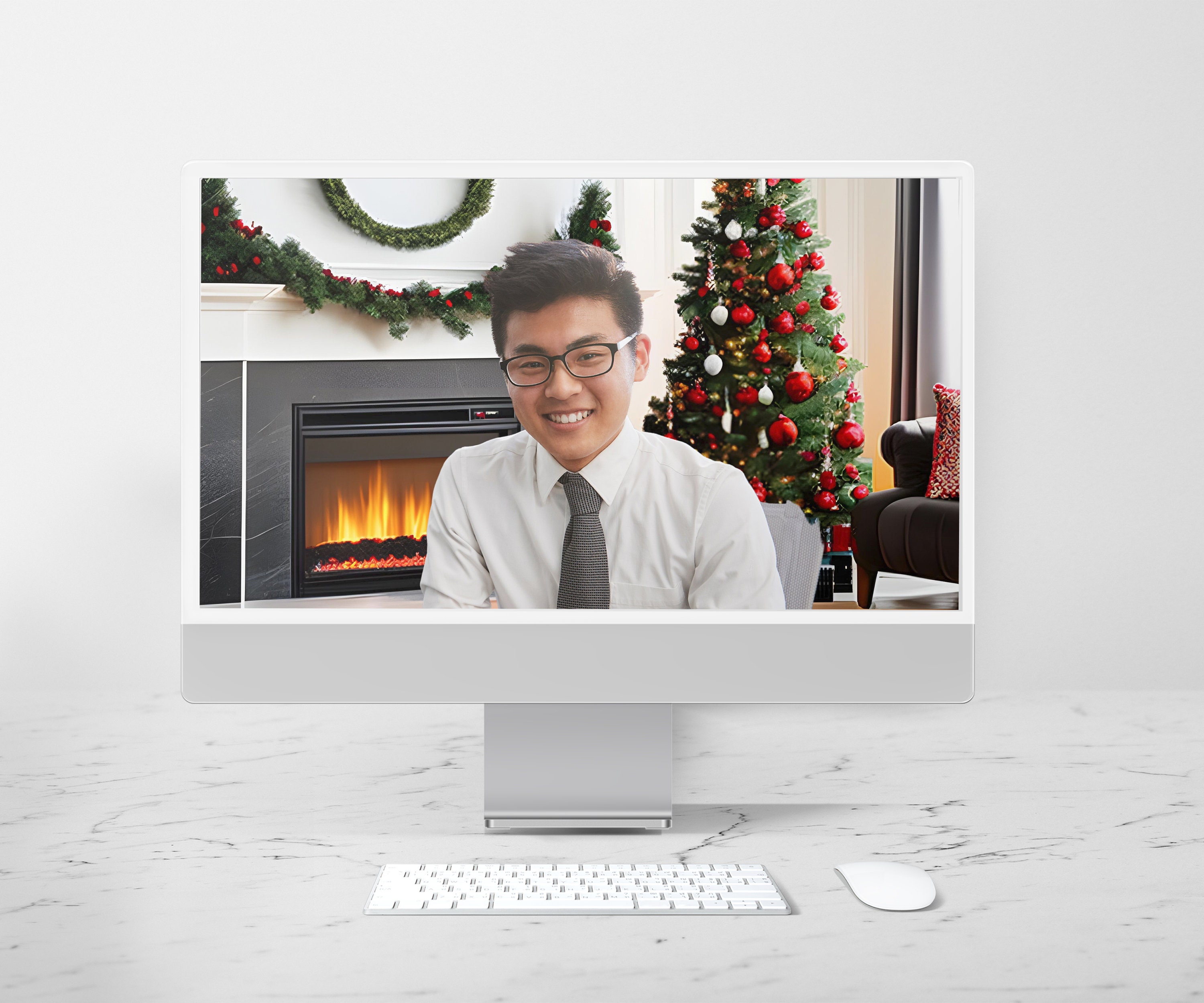 Christmas Zoom Backdrop, Teams Background Home Office, Digital Xmas ...