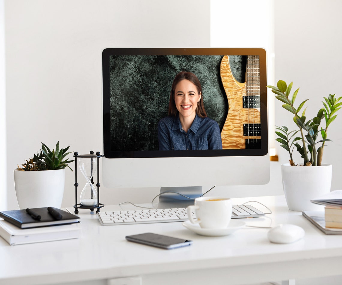 Guitar Home Office Zoom Background, Zoom Meeting Virtual Background, MS ...