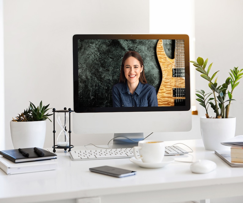 Guitar Home Office Zoom Background, Zoom Meeting Virtual Background, MS ...