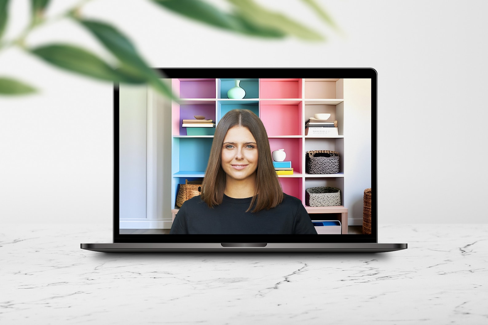 Pastel Zoom Background Bookshelf, Work From Home Colorful Background ...