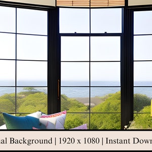 Bright Ocean Windows Zoom Background, Zoom Call Backdrop, Digital ...