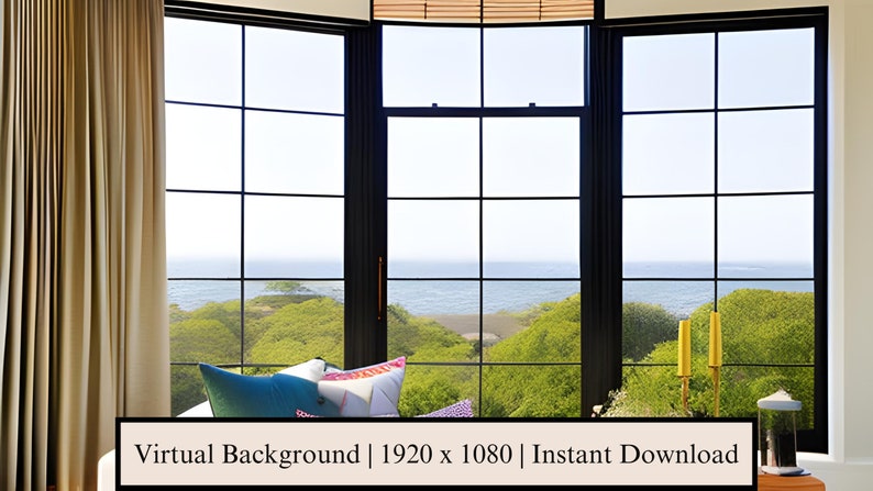 Bright Ocean Windows Zoom Background, Zoom Call Backdrop, Digital ...