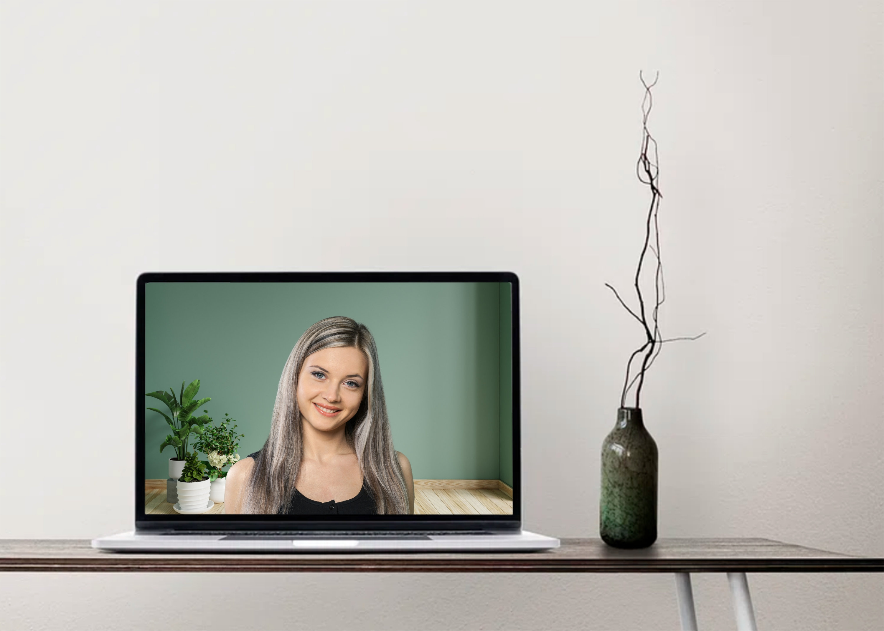 Plain Wall Teal Home Office Zoom Background, Zoom Meeting Realistic ...