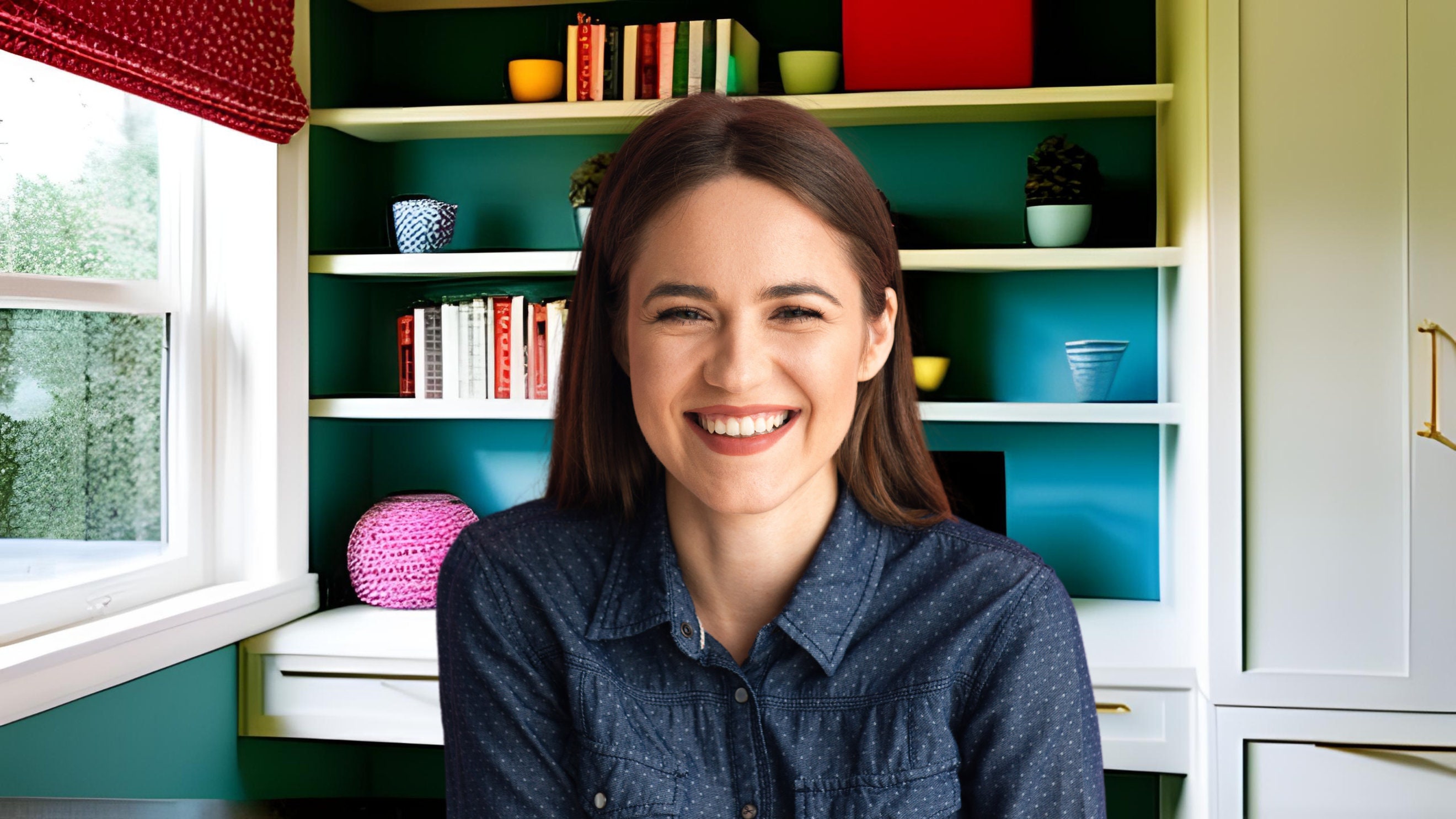 Bookshelf Zoom Background for Video Calls, Vibrant Colored Virtual ...