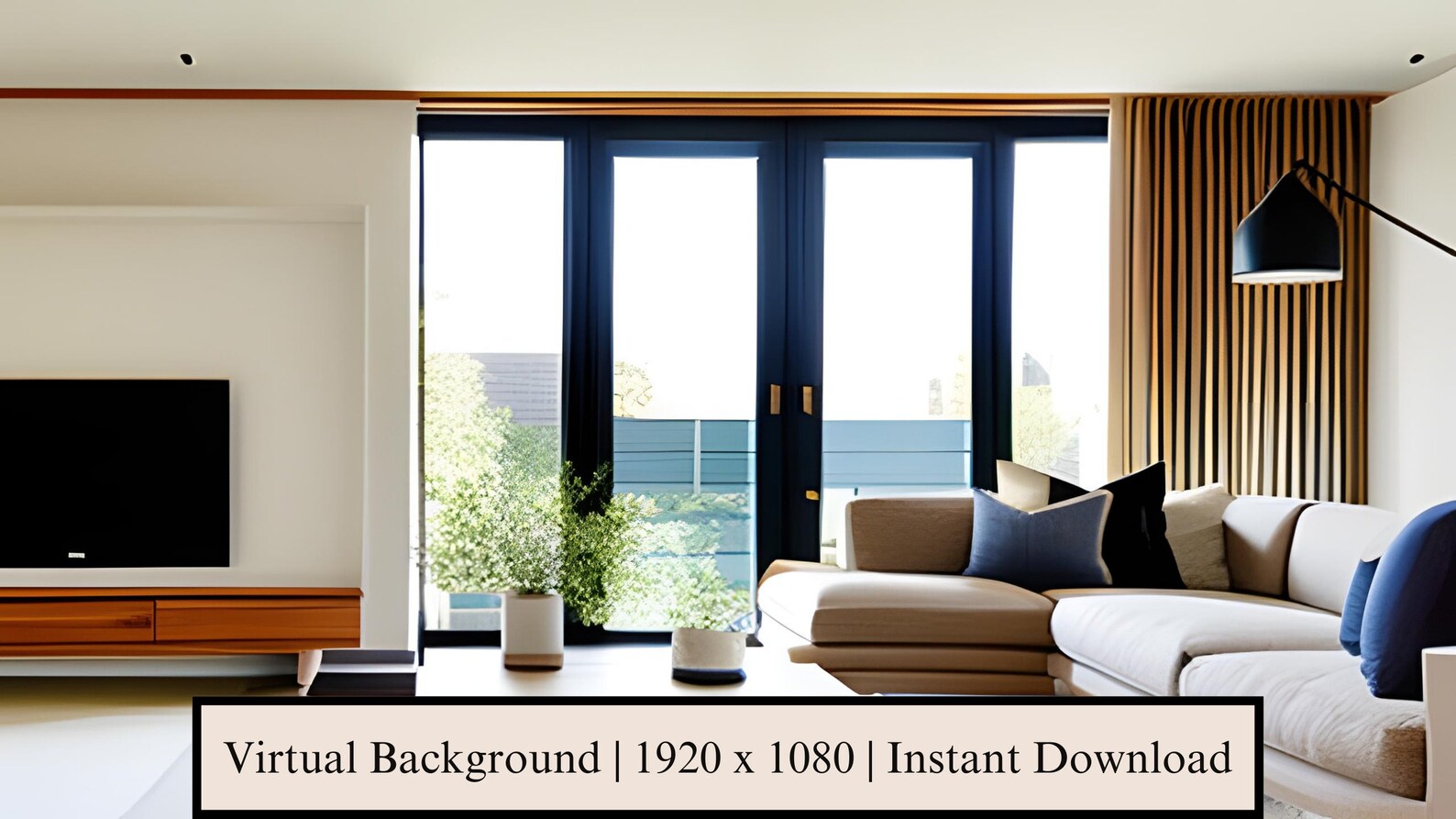 Living Room Zoom Background With Window, Lawyer Zoom Backdrop ...