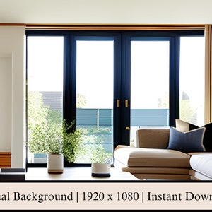Living Room Zoom Background With Window, Lawyer Zoom Backdrop ...