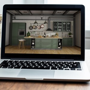 Chic Kitchen Digital Zoom Background, Realistic Virtual Background ...