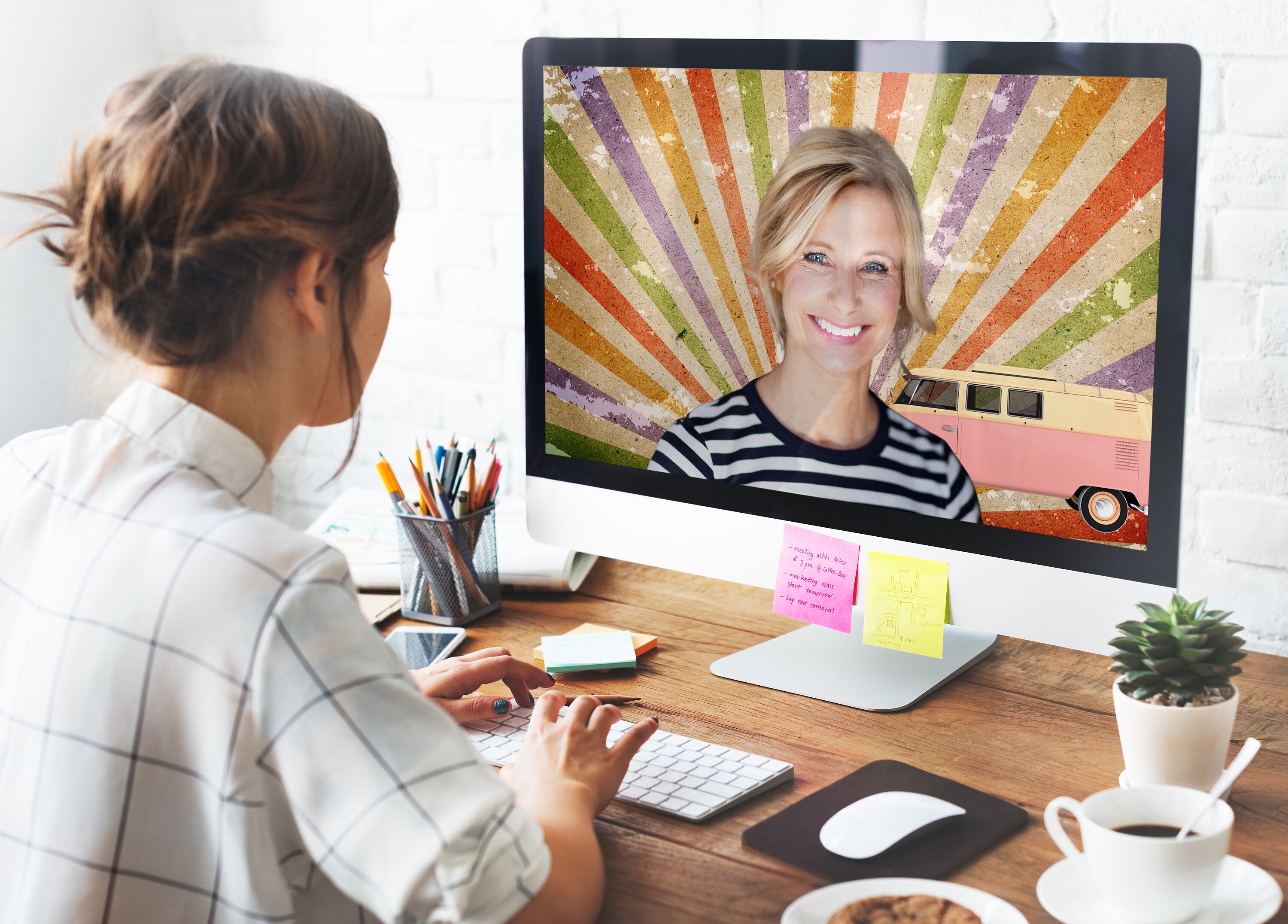 Retro Virtual Zoom Background, CMYK Color Background Digital Download ...