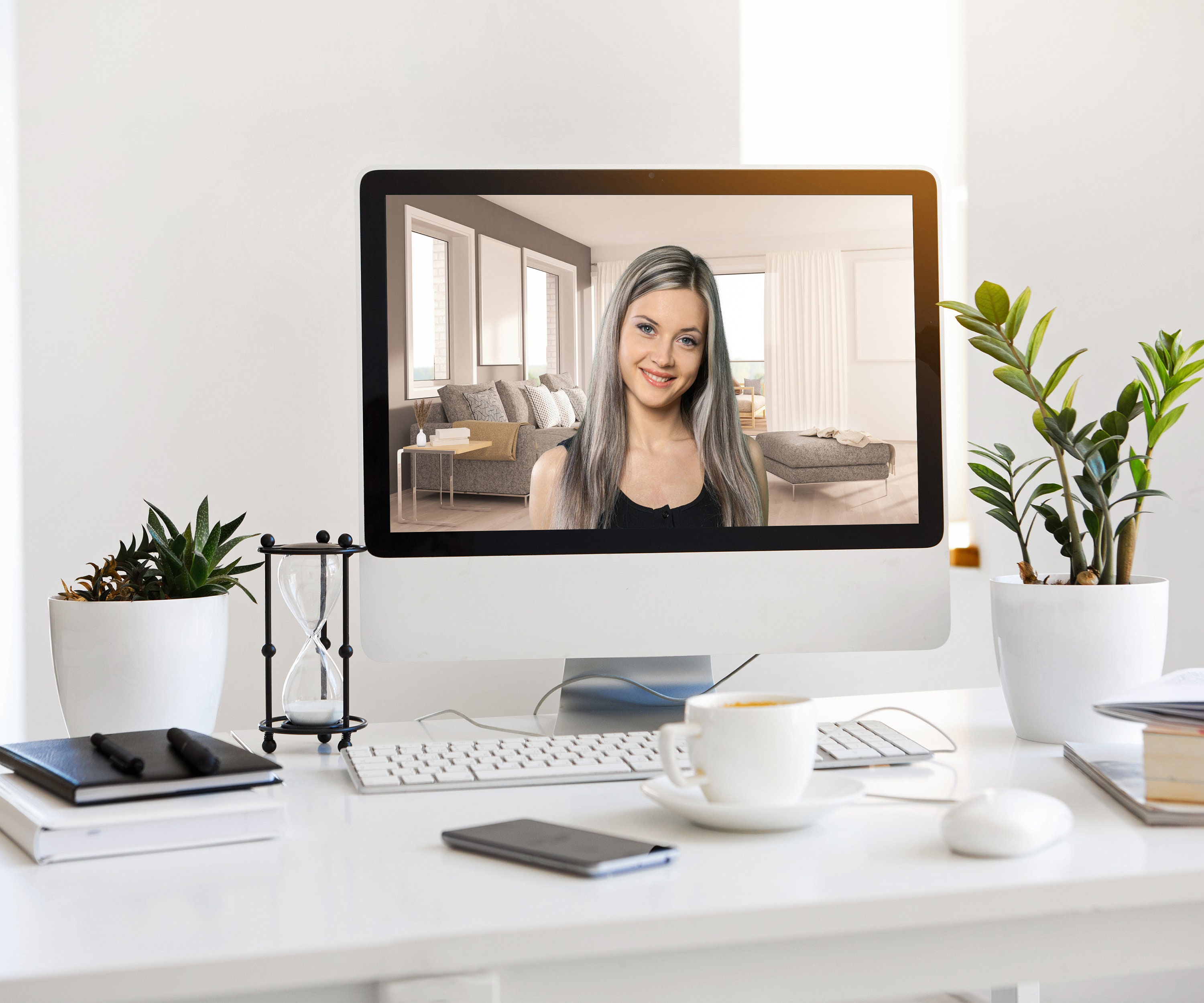 Modern Home Virtual Office Backdrop, Zoom Background, Online Meeting ...